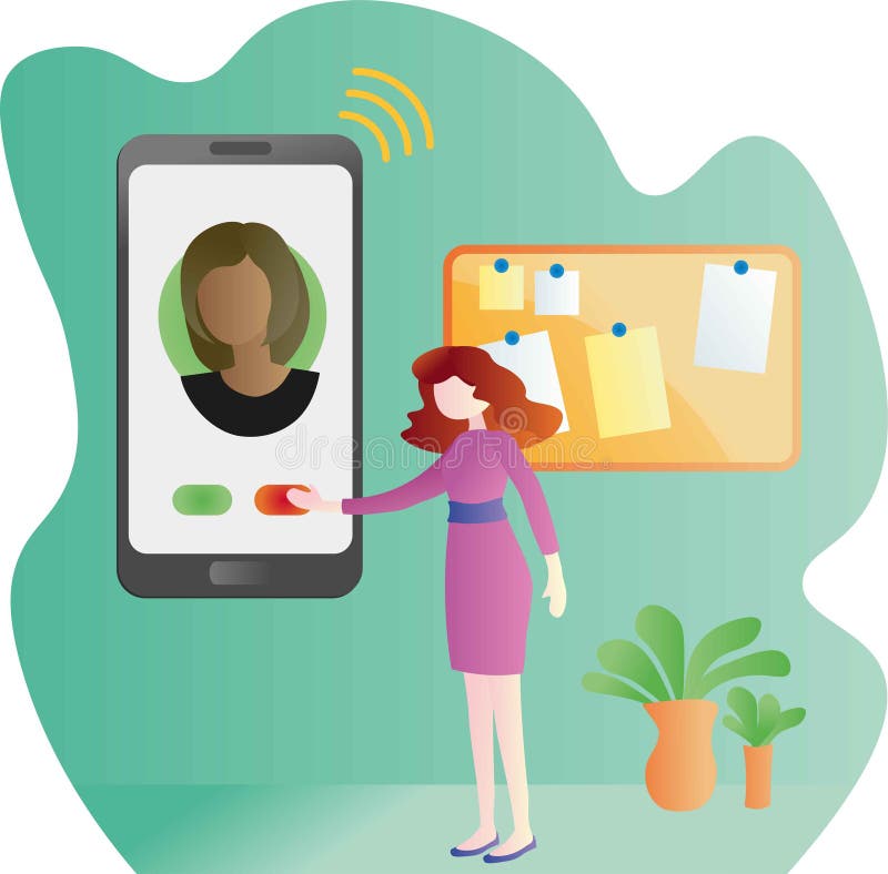 Answering Two Phone Call in One Time Stock Illustration - Illustration ...