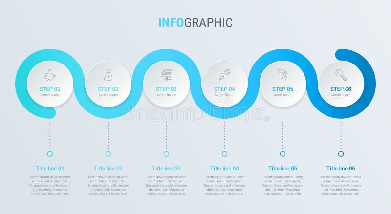 Blue Timeline Infographic Design Vector. 6 Options, Circle Workflow ...