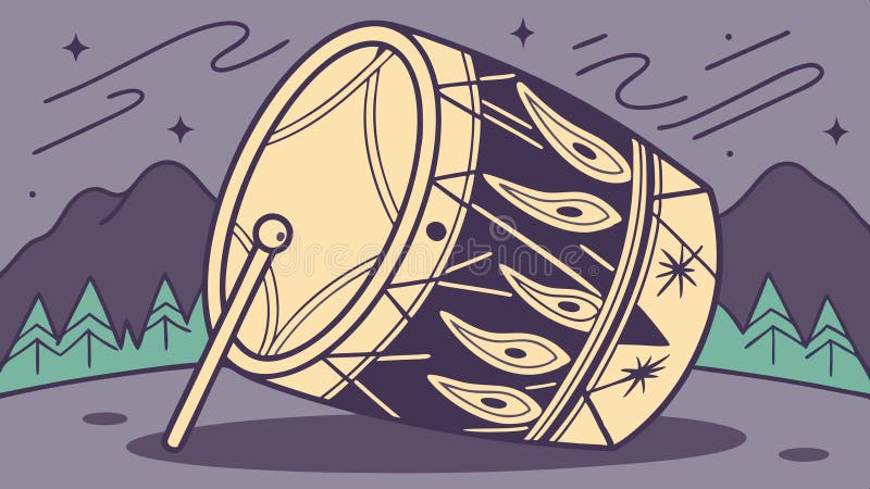 Drum with Fish Pattern, Artistic Cultural Instrument. Vector Design ...