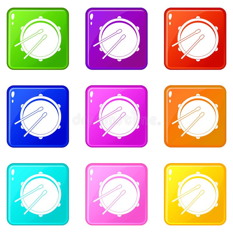 Drum icons 9 set stock vector. Illustration of isolated - 96243738