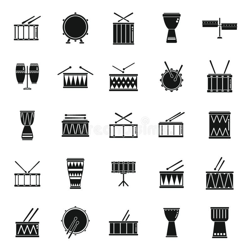 Drum Icons Set Simple Vector. Instrument Music Stock Vector ...