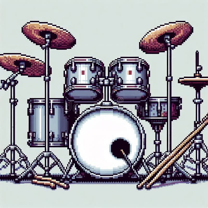 Drum Illustrator Design,pixel Art Stock Illustration - Illustration of ...