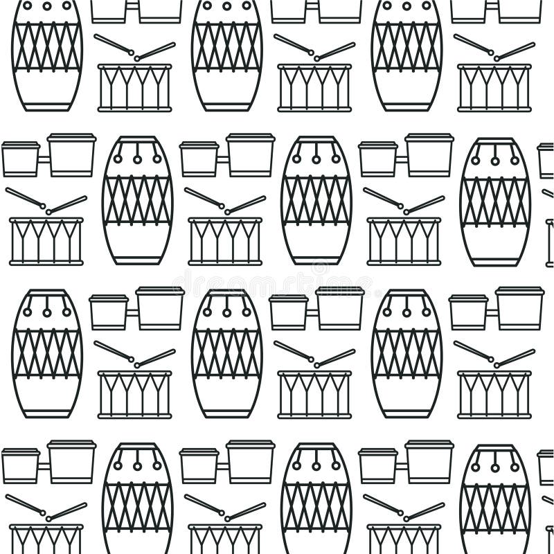 Drum Instruments Outline Set. Vector Stock Vector - Illustration of ...