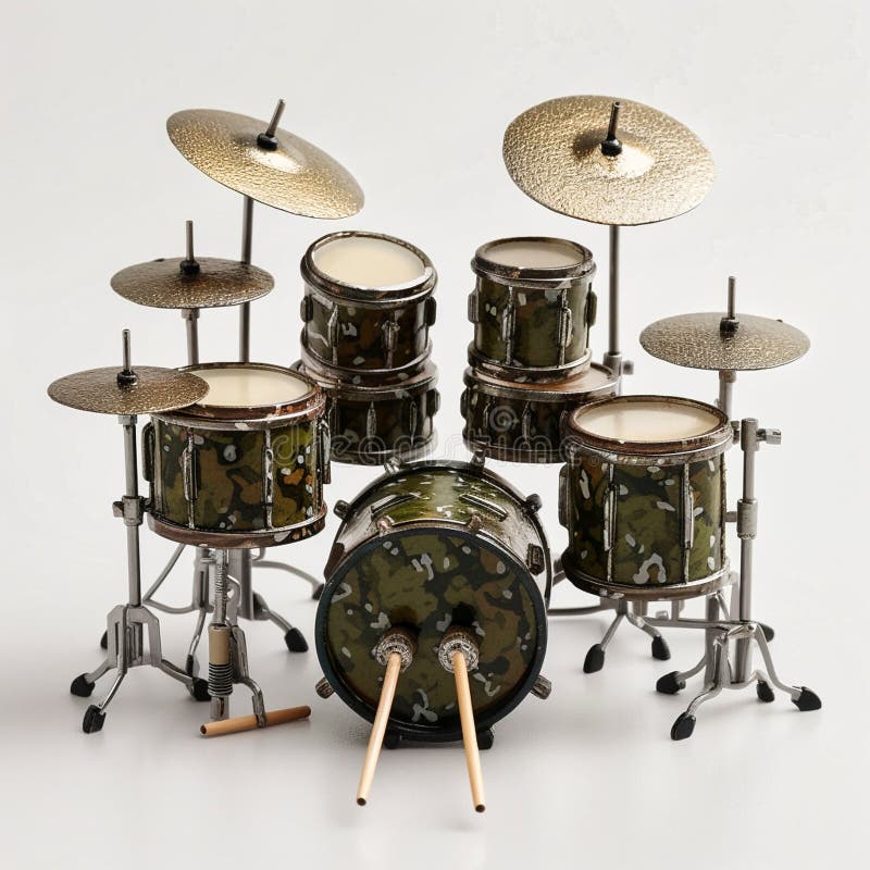 Drum Kit with Drums and Cymbals. Isolated Stock Image - Image of play ...