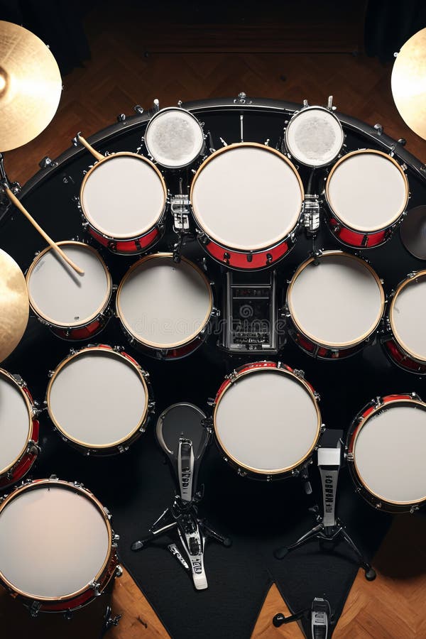 Drum Kit. Drums in Room. Drum Set. Lots of Different Drums and Cymbals ...