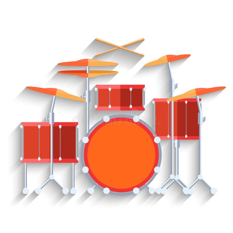 Drum Kit Icon. Flat Design. Vector Stock Vector - Illustration of ...