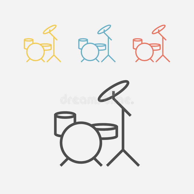 Drum kit icon stock vector. Illustration of music, percussion - 97099053