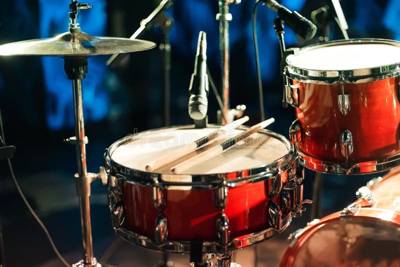 Drum Kit on Stage for Live Concert Stock Photo - Image of show ...