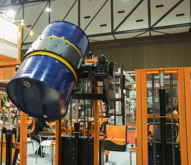 Drum Lifted by Drum Stacker Stock Photo - Image of metal, drum: 130651562