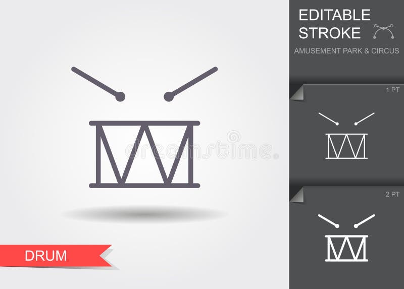 Drum. Line Icon with Shadow and Editable Stroke Stock Vector ...