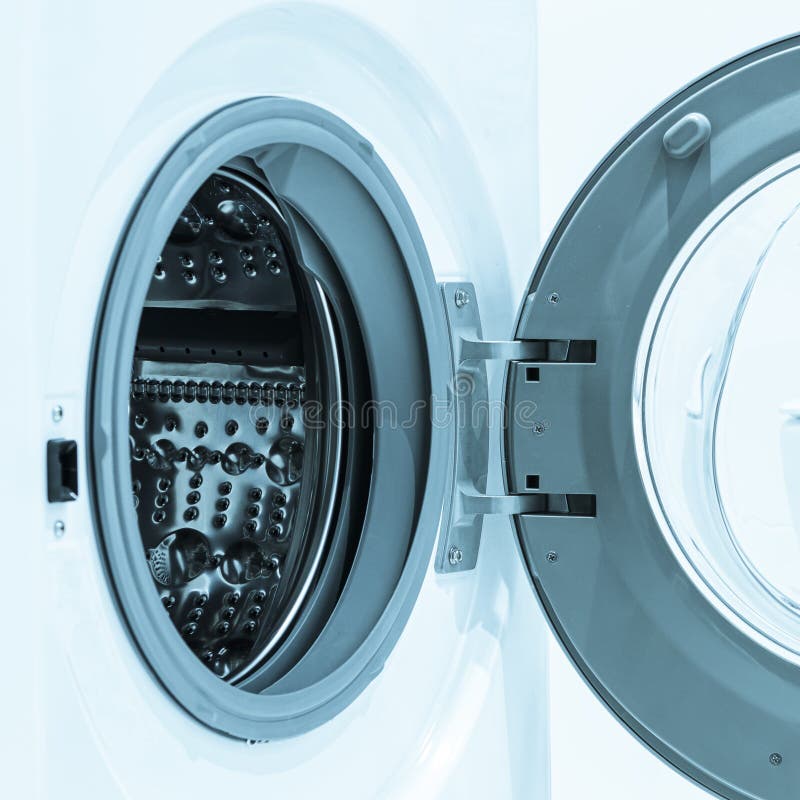 Drum and Open Door of White Washing Machine Stock Photo - Image of ...