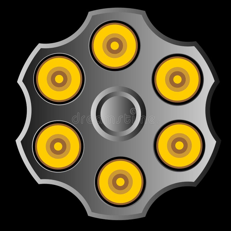 Drum revolver with bullets stock vector. Illustration of brass - 70042615