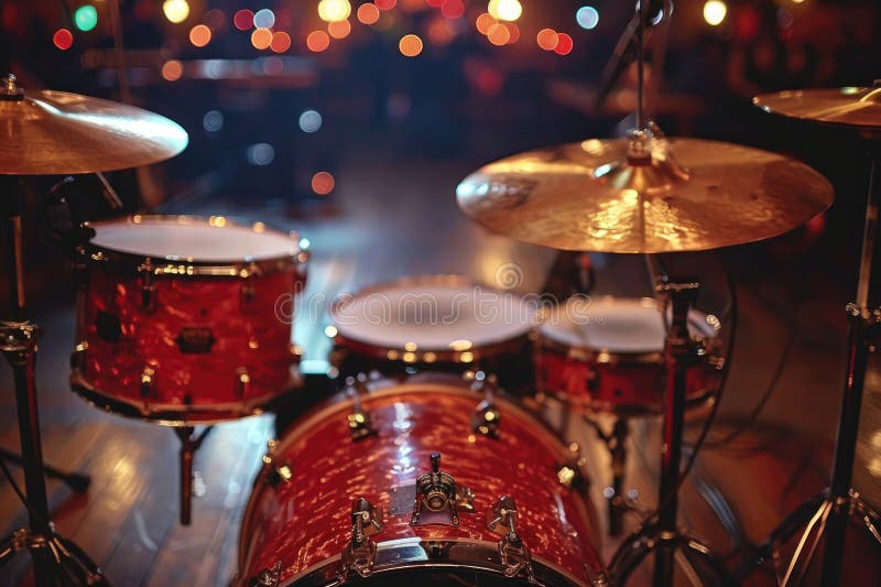 Drum set, drums on stage stock image. Image of drum - 347026479