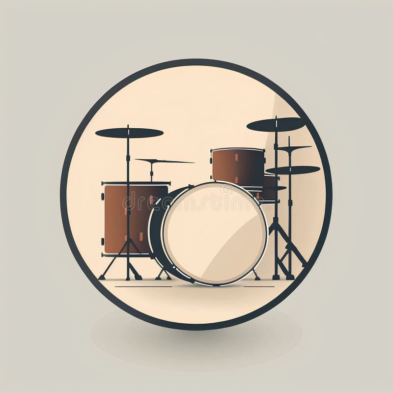 Drum Set Icon. Vector Illustration. Flat Design Style Stock Illustration - Illustration of icon ...
