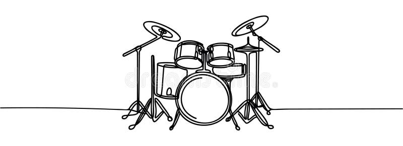 Drum Set in One Line. Continuous Line Drawing of Drum Set Stock ...