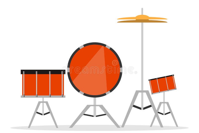 Set of Realistic Drums and Electric Guitar. Vector. Stock Vector ...