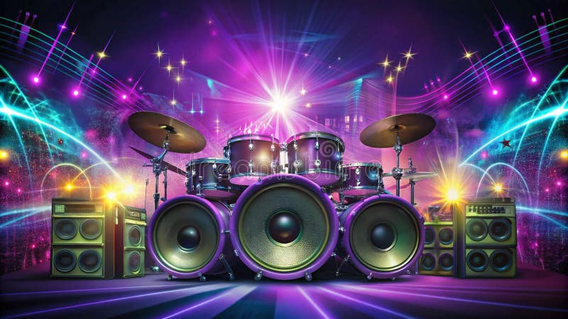 Drum Set Surrounded Colorful Background Stock Photos - Free & Royalty ...