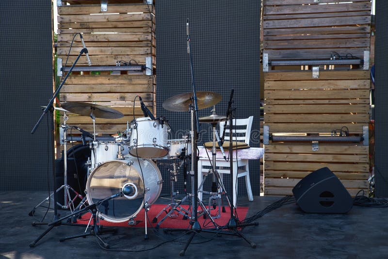 Drum Set-up on Stage Horizontal Stock Image - Image of energy, jazz ...