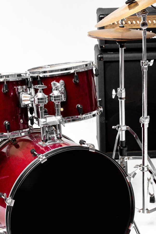 Drum Set on White Background. Musical Instruments Stock Image - Image ...