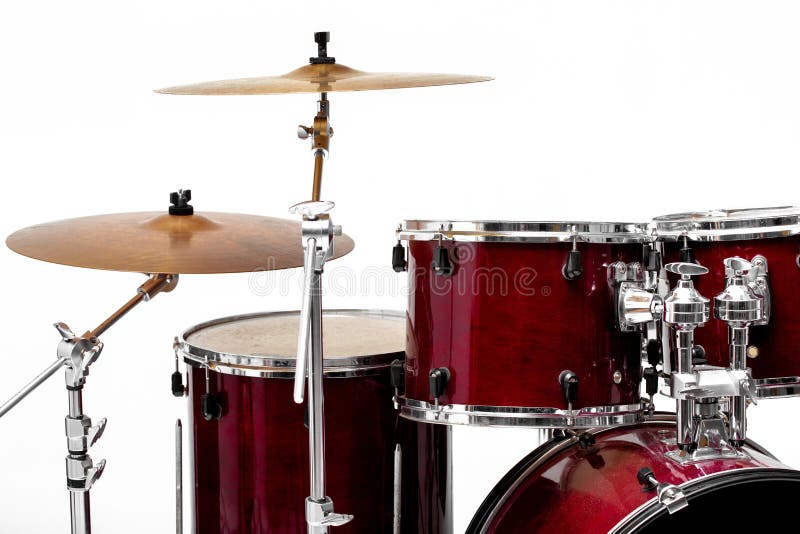 Drum Set On White Background. Musical Instruments Stock Image - Image ...