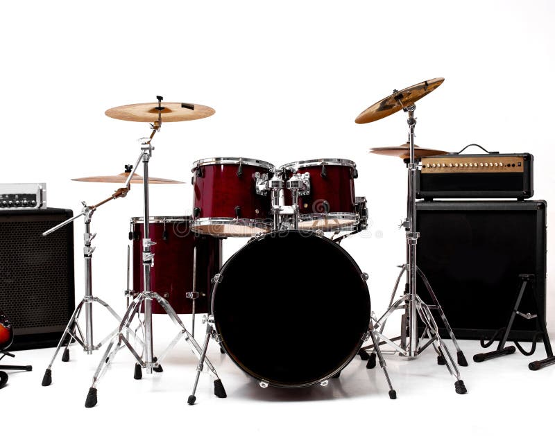 Drum Set on White Background. Musical Instruments Stock Image - Image ...