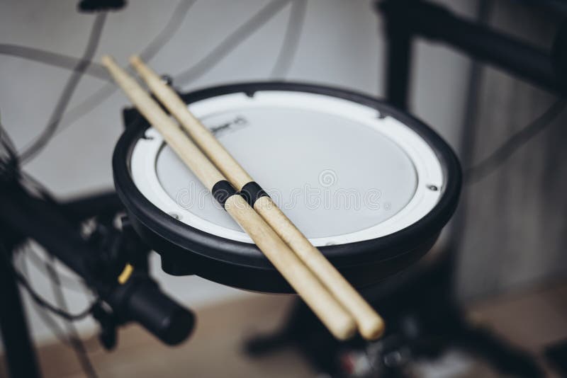 Drum Sticks are on the Electronic Drum. Theme Music Stock Photo - Image ...