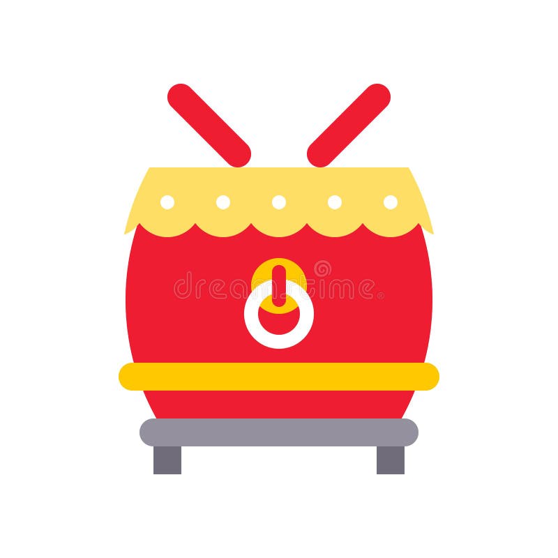 Drum Vector, Chinese Lunar New Year Flat Style Icon Stock Vector ...