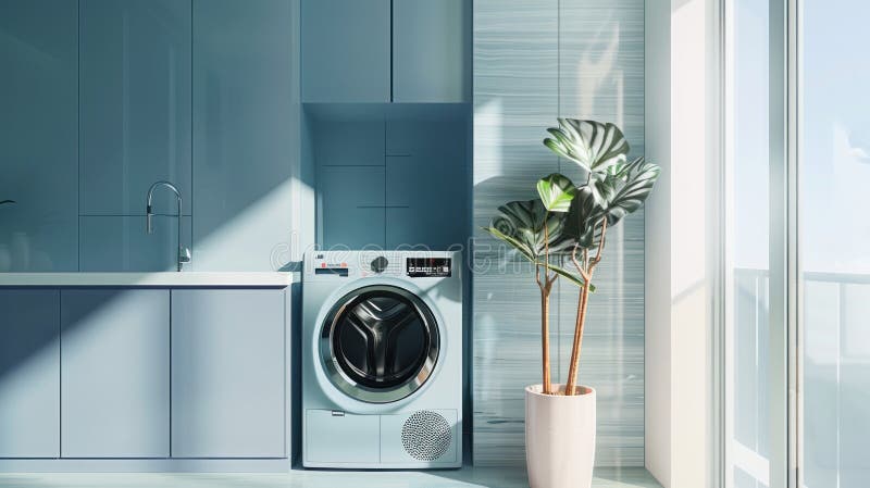 Drum Washing Machine, Modern Balcony Scene. Generative AI Stock Image ...