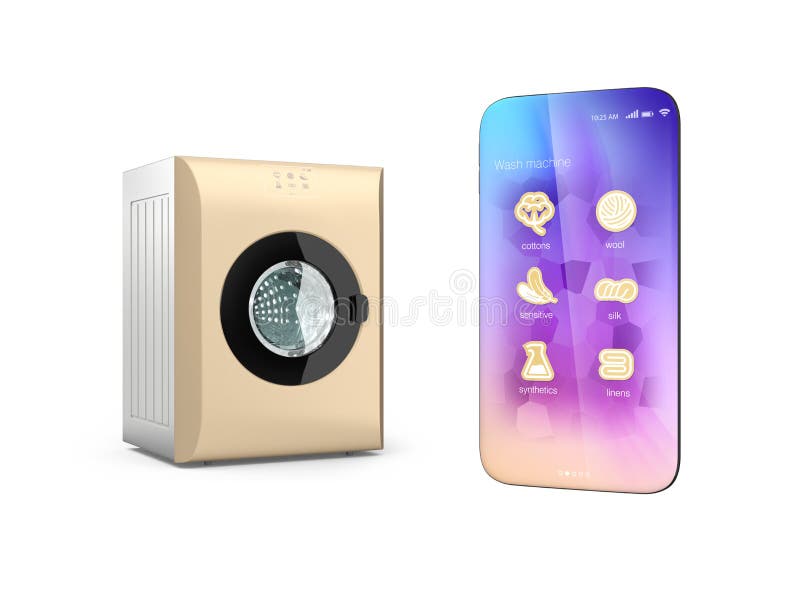 Drum Washing Machine with Touch Panel Stock Illustration - Illustration ...