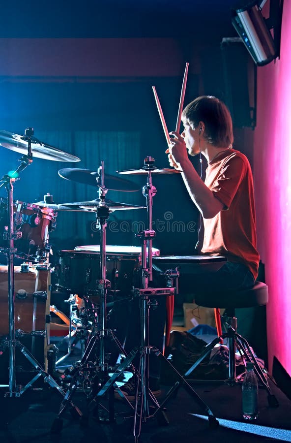 Drummer stock photo. Image of emtional, rock, emotion - 1295338