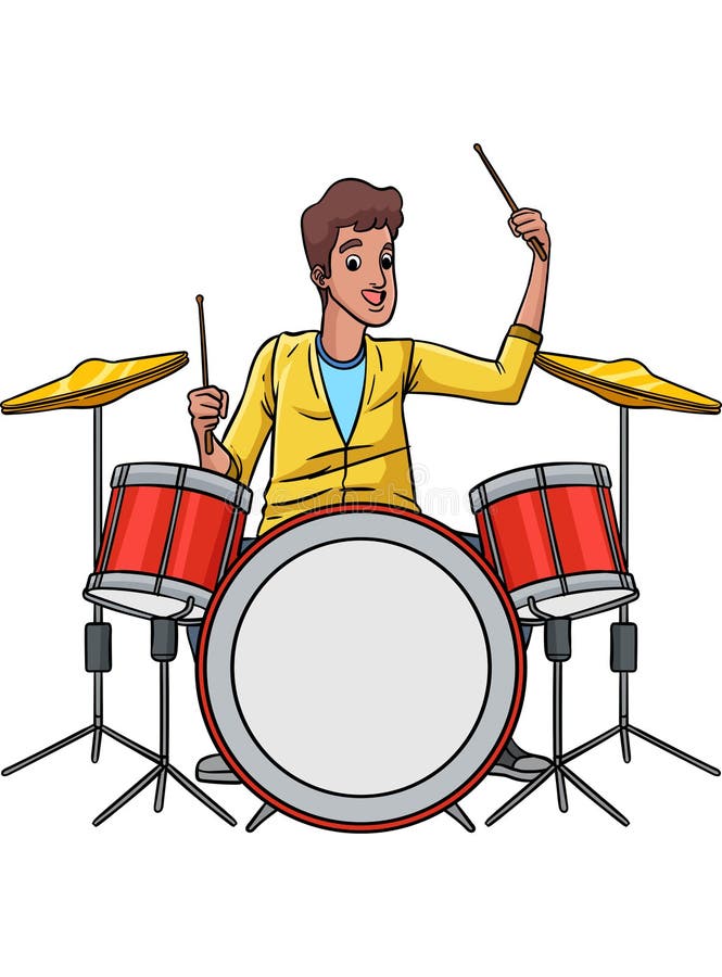 Drummer Cartoon Colored Clipart Illustration Stock Vector ...