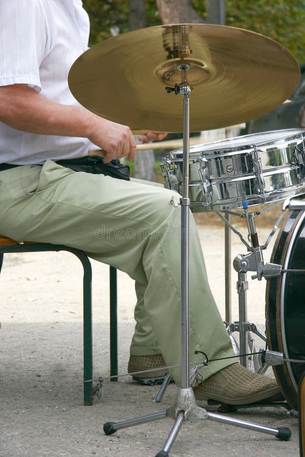 Drummer at drum set stock photo. Image of drumset, perform - 3095686
