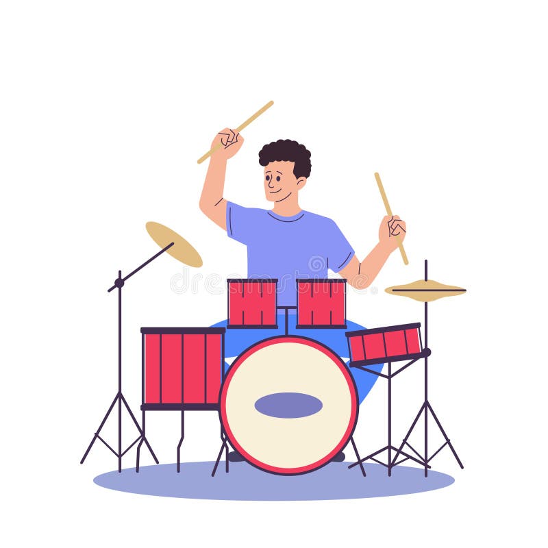 Drummer with Drumsticks Vector Illustration. Stock Vector ...