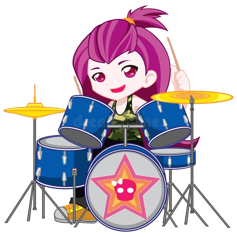 Drummer girl stock vector. Illustration of music, designs - 34561794