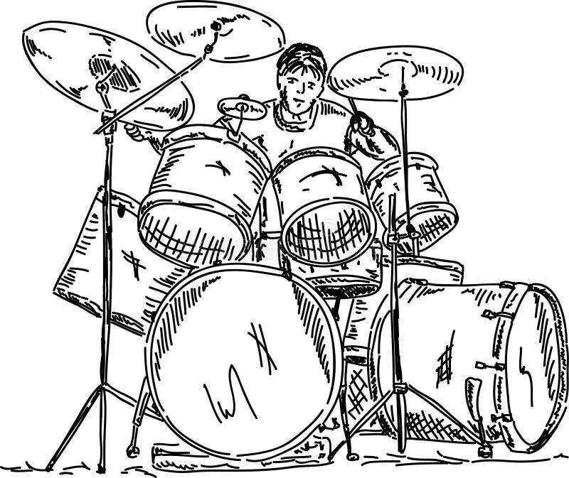 Rock N Roll Drummer stock illustration. Illustration of cute - 28935901