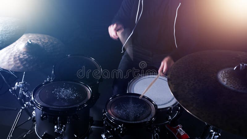 Drummer Playing on Drums Assembly Stock Photo - Image of live, excited ...