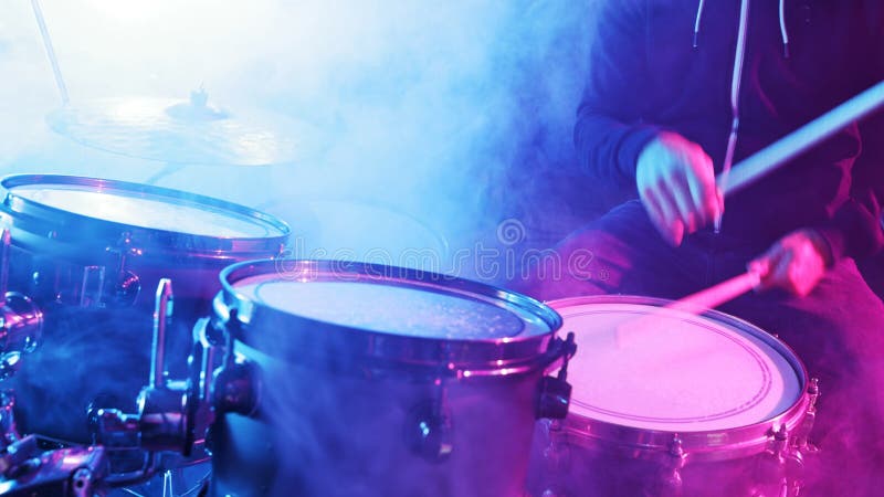 Drummer Playing on Drums Assembly Stock Image - Image of roll, beat ...