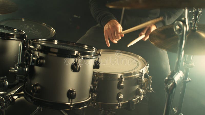Drummer Playing on Drums Assembly Stock Image - Image of modern, snare ...