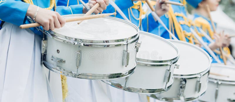 Drummers Blue Uniform Stand Row Drumming Stock Photos - Free & Royalty ...