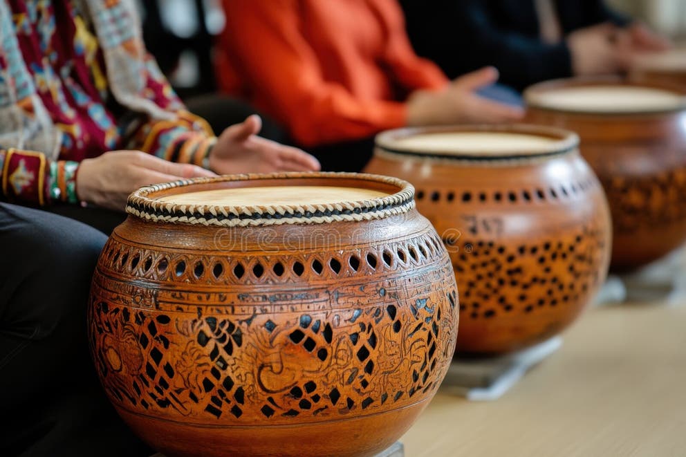Drummers Engage in Rhythmic Performance with Hand-crafted Percussion ...