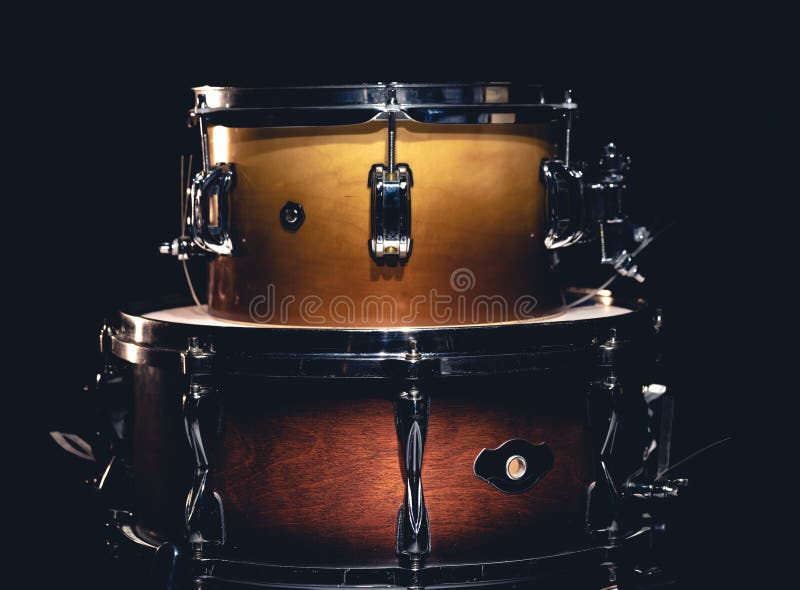 Drums on a Dark Background Isolated, Percussion Instruments. Stock ...