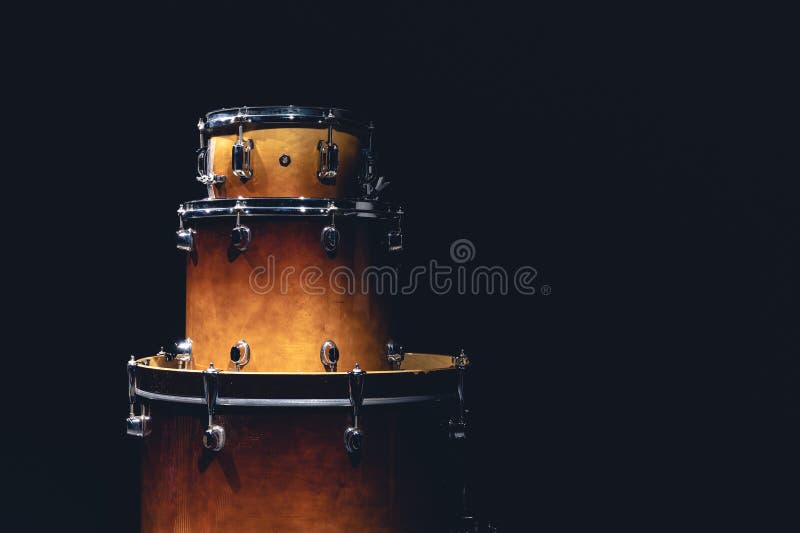 Drums on a Dark Background , Percussion Instruments. Stock Photo ...