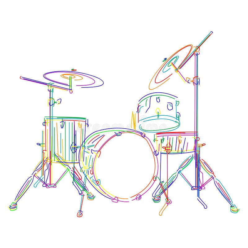 Full Equipped Drum Kit Vector Stock Vector - Illustration of charleston ...