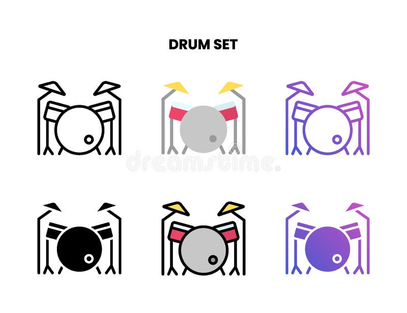 Drums Set Icon with Different Style. Stock Vector - Illustration of ...