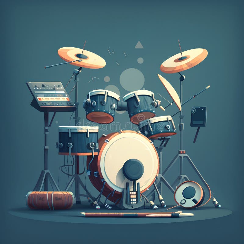 Drums Set. Musical Instruments. Vector Illustration in Cartoon Style ...