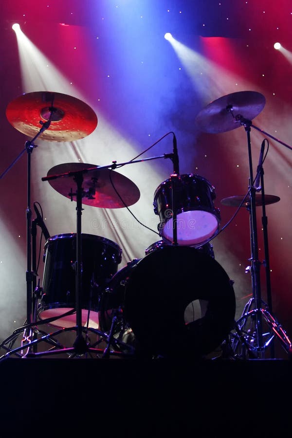 Drums on stage stock image. Image of concert, instruments - 46147709