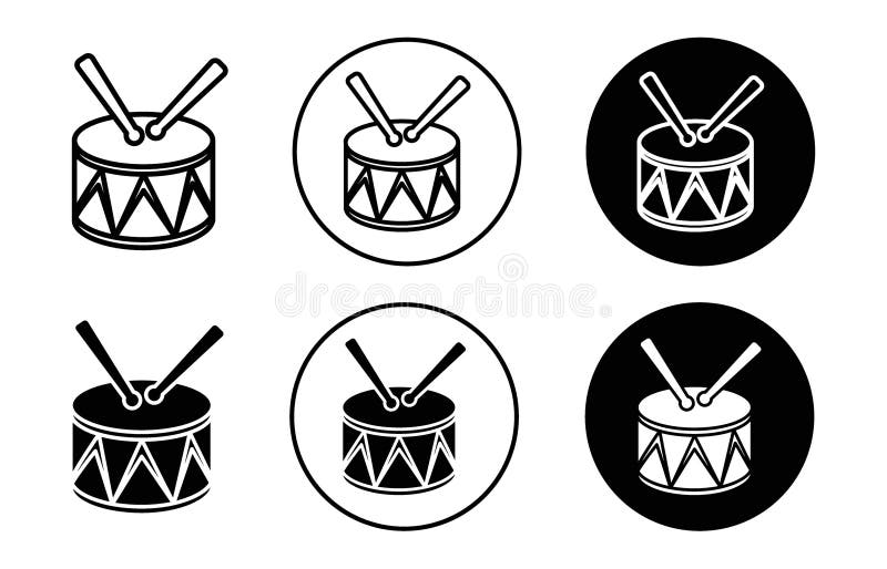 Drums Symbol Icon Sign Collection in White and Black Stock Vector ...