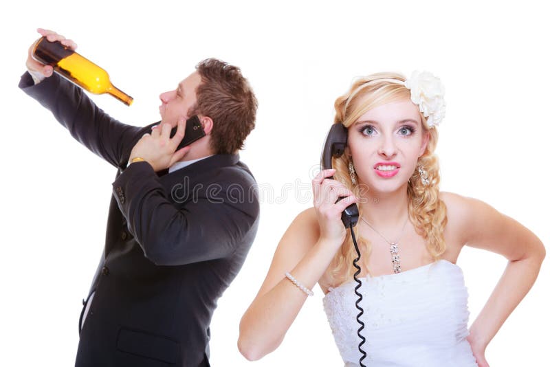 Drunk Alcoholic Groom, Bride Calling for Help Stock Image - Image of ...