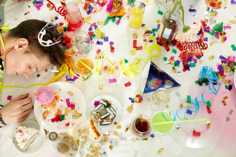 Drunk at birthday stock image. Image of holiday, mess - 78549167