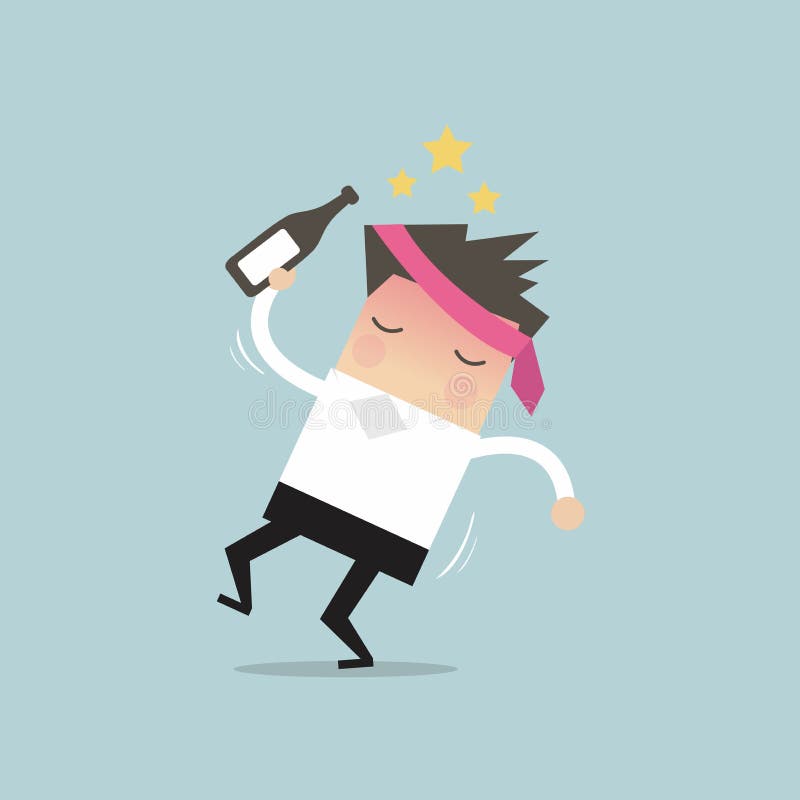 Drunk Businessman with Alcohol Bottle. Stock Vector - Illustration of ...